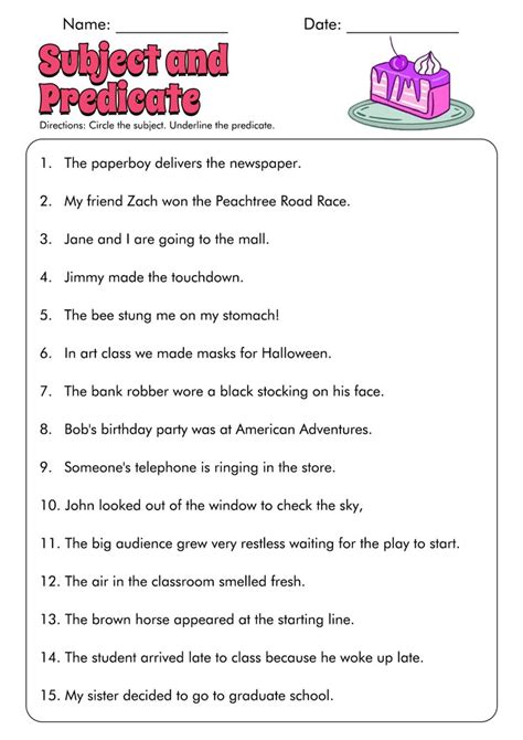 16 Subject And Predicate Worksheets Subject And Predicate Worksheets Subject And Predicate