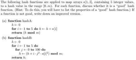 solved the following hash functions are applied to map