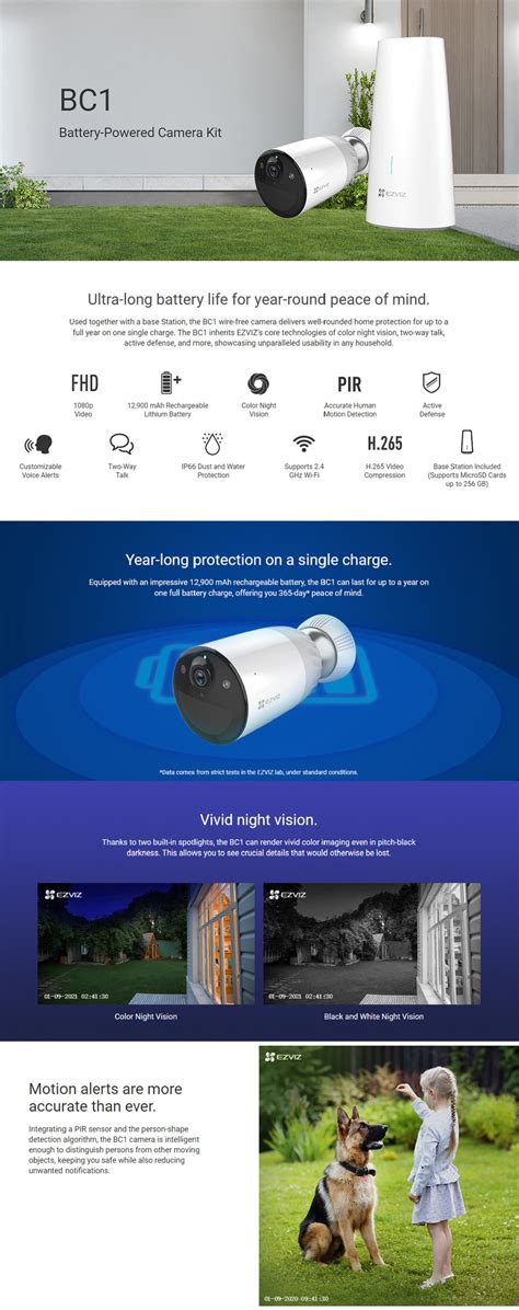 EZVIZ BC1 Wire-Free Smart Home Battery-Powered Camera Kit - CS-BC1-B1 1 ...