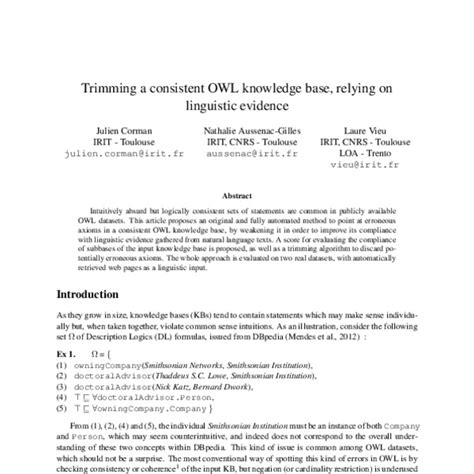 trimming a consistent owl knowledge base relying on linguistic