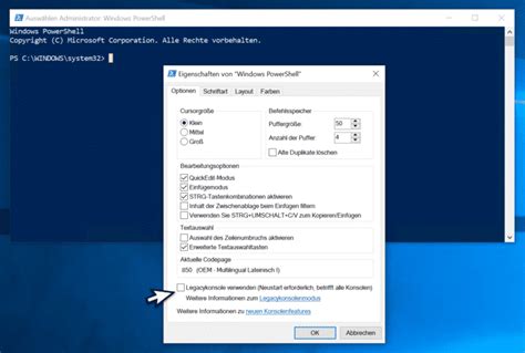 Legacykonsole Erweitere Konsoleneinstellungen Und Verbesserungen Der Eingabeaufforderung
