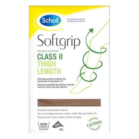 Scholl Softgrip Class 2 Thigh Length Closed Toe Compression Hosier