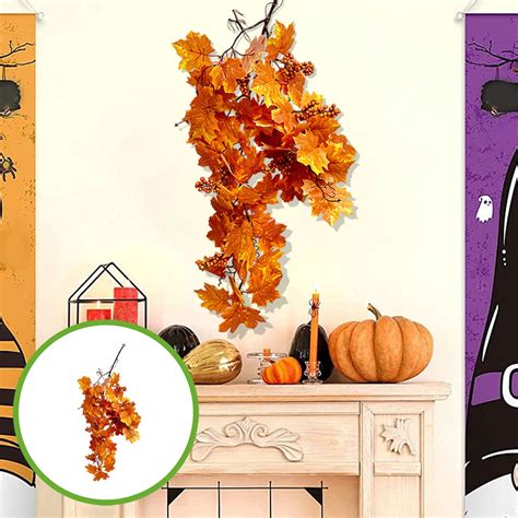 Werulen Clearance Under 5 Artificial Hanging Maple Leaves Fall Fake Ivy Vines Wall Hanging