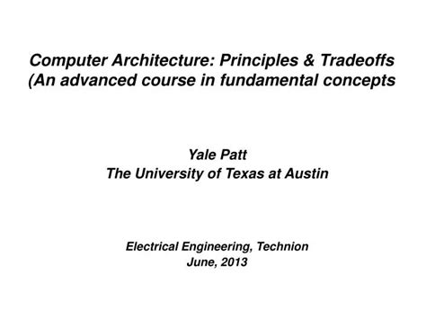Ppt Computer Architecture Principles And Tradeoffs An Advanced Course