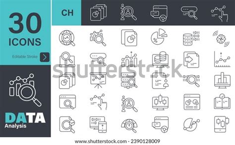 Data Analysis Icon Set 30 Editable Stock Vector Royalty Free 2390128009 Shutterstock