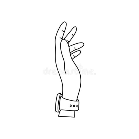 Hand Drawn Outline Of A Wrist With A Fitness Tracker Linear Smartwatch Step Counting Active