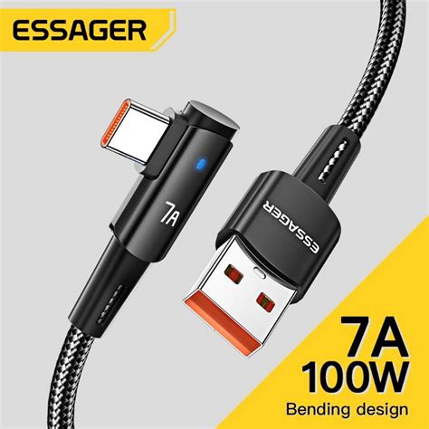 Jual Essager USB To Type C 7A 100W Elbow Cable Data Kabel Data Siku Shopee Indonesia