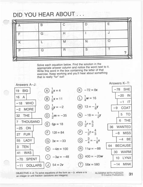 Cryptic Quiz Math Worksheet Answers — Db