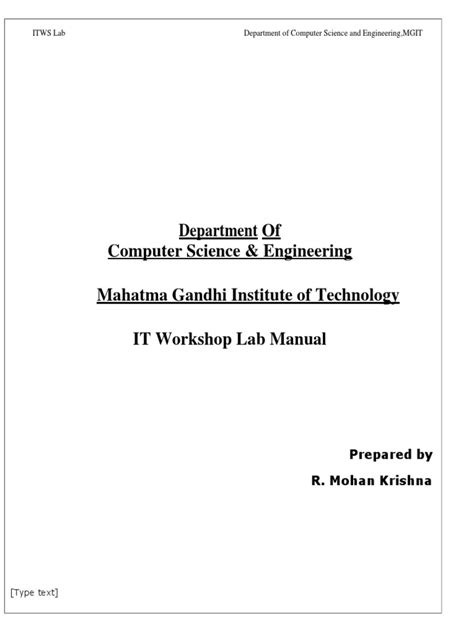 Itws Lab Manual 2019 2020 R Mohan Pdf Installation Computer Programs Personal Computers