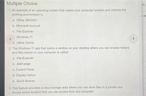 Solved Multiple Choice 1 An Example Of An Operating System