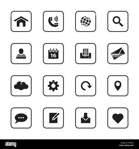 EPS Black Flat Web And Technology Icon Set With Rounded Rectangle Frame For Web UI
