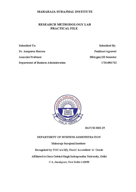 Pankhuri Rm File Research Maharaja Surajmal Institute Research Methodology Lab Practical