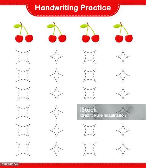 필기 연습 체리의 라인을 추적할 수 있습니다 교육 어린이 게임 인쇄 워크 시트 벡터 일러스트레이션 0명에 대한 스톡 벡터 아트 및 기타 이미지 Istock