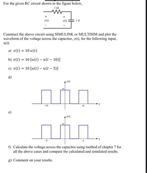 Solved For The Given Rc Circuit Shown In The Figure Below