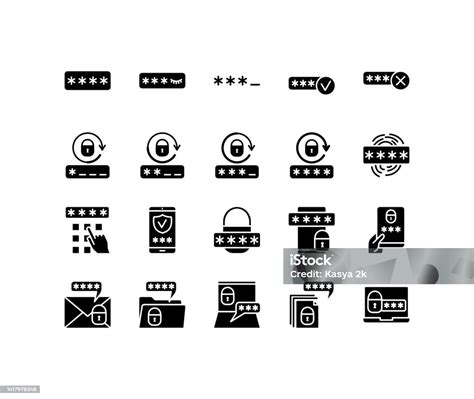 Password Flat Line Icons Set Login Security Sign Simple Flat Vector
