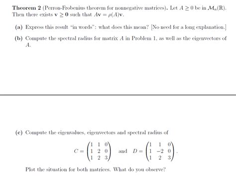solved theorem 2 perron frobenius theorem for nonnegative