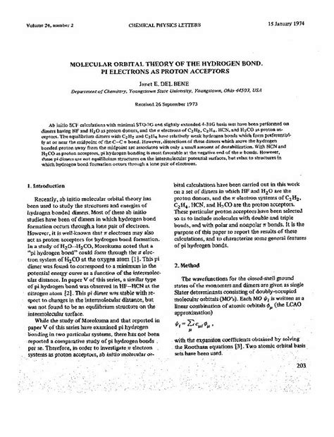 Pdf Molecular Orbital Theory Of The Hydrogen Bond Pi Electrons As