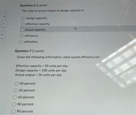 solved question 6 1 ﻿point the ratio of actual output to