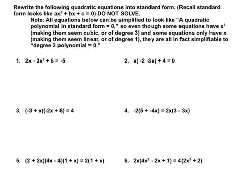 Solved Rewrite The Following Quadratic Equations Into Chegg