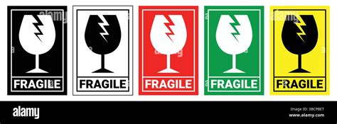 Fragile Package Icons Set Handle With Care Logistics And Delivery
