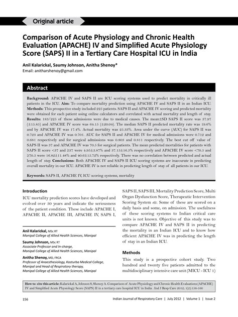 pdf kalarickal a et al comparison of apache iv and saps ii scoring