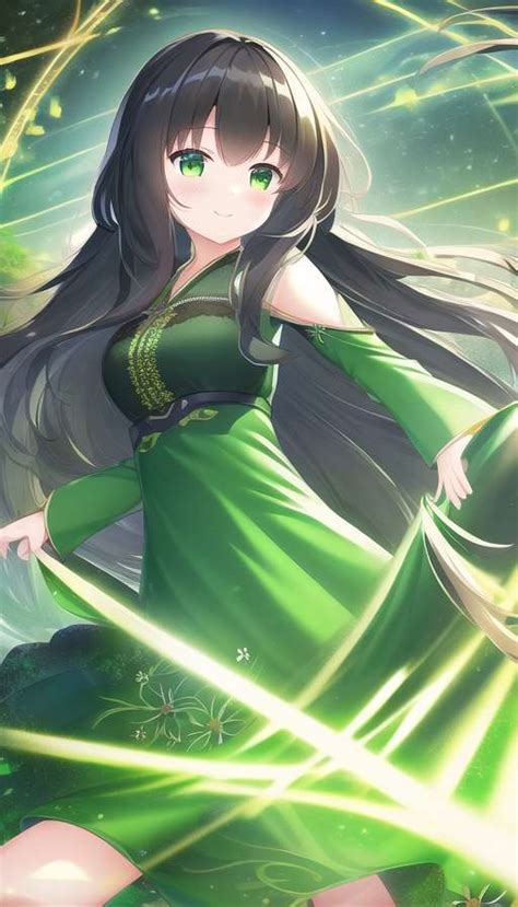 绿色主题的少女 全部作品 Ai绘画 素材集市