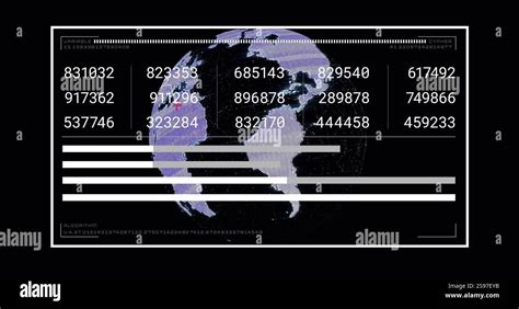 Digital Data And Algorithm Image Over Rotating Globe With Numerical