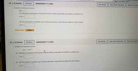 G X X X O Calculate The Derivative Of The Given Chegg