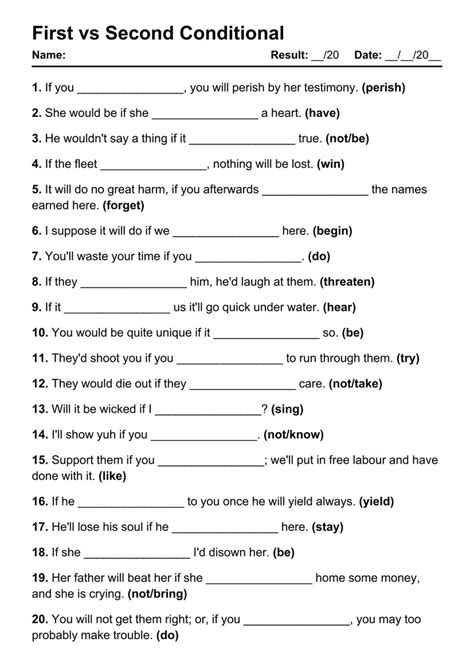 101 Printable First Vs Second Conditional Pdf Worksheets Grammarism