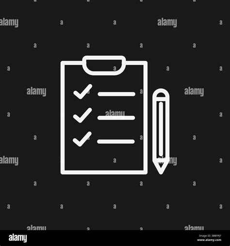 Checklist Icon Vector Simple Outline Illustration Of Clipboard With Check Marks And Pencil