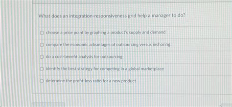 Solved What Does An Integration Responsiveness Grid Help A