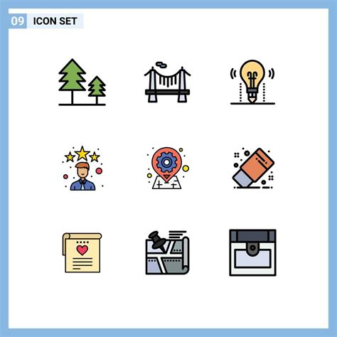 Universal Icono Símbolos Grupo De 9 9 Moderno Línea De Relleno Plano