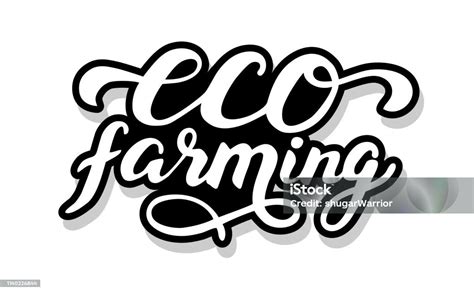 에코 농업 서 예 디자인 일러스트 개념에 대 한 템플릿 텍스트 필기 레터링 제목 벡터 단어 흰색 고립 된 배경 건강한 생활방식에 대한 스톡 벡터 아트 및 기타 이미지
