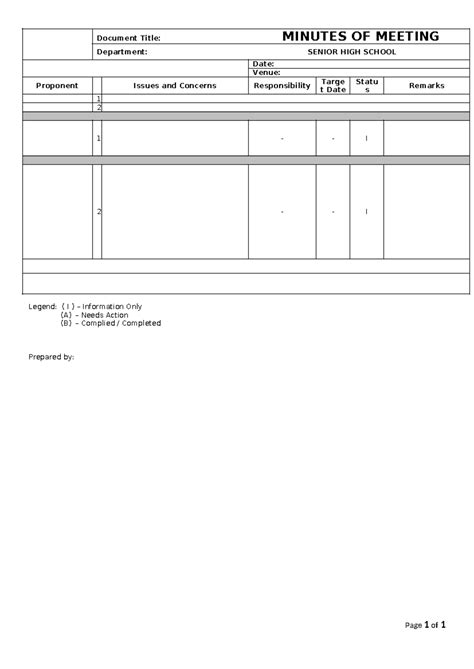 Sample Minutes Without DATA Technical Writing Document Title MINUTES OF MEETING Department