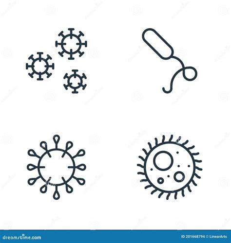 Microorganism Line Icons Linear Set Stock Vector Illustration Of Line Protection 201668794