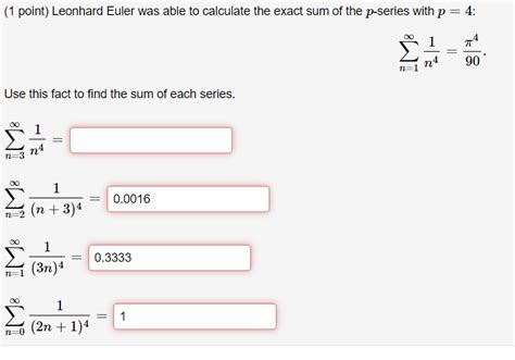 solved 1 point leonhard euler was able to calculate the