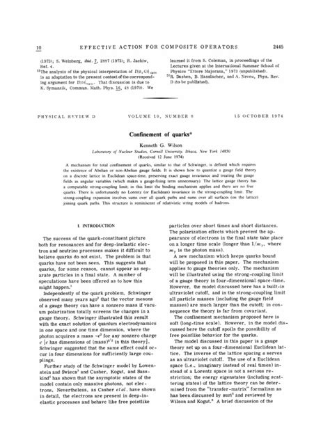 Wilson Confinement Pdf Pdf Gauge Theory Quark