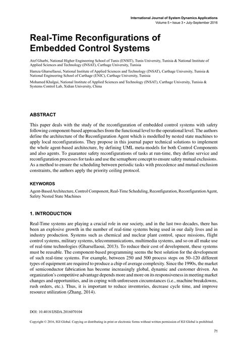 Pdf Real Time Reconfigurations Of Embedded Control Systems