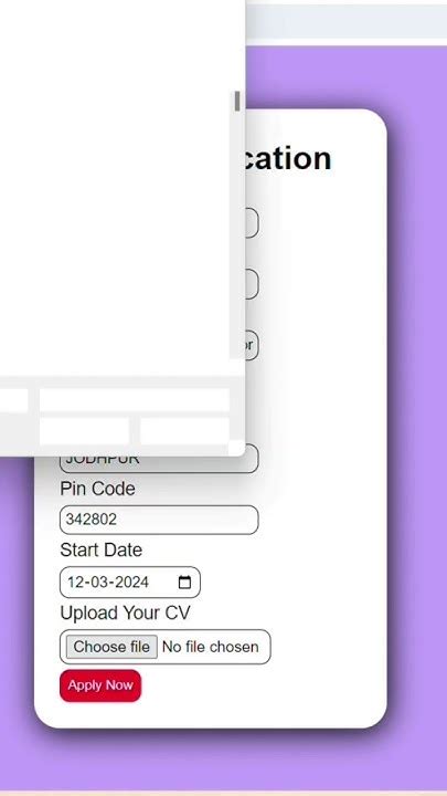 Job Application Form Using Html Css And Javascript Youtube