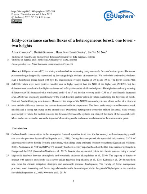 Pdf Eddy Covariance Carbon Fluxes Of A Heterogeneous Forest One