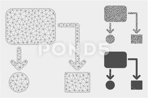 Flow Chart Vector Mesh D Model And Triangle Mosaic Icon Graphic