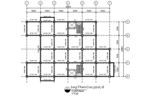 Beam Column Layout Plan Of First Floor In Autocad 2d Drawing Dwg File