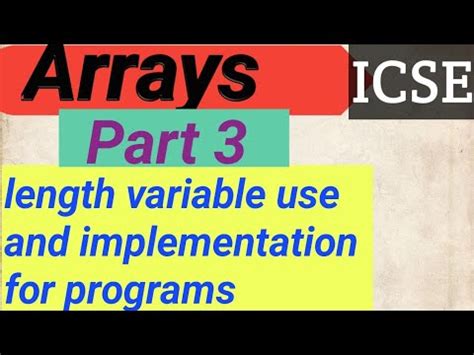Arrays in java part 3 | icse java arrays | Array in java | amplify ...