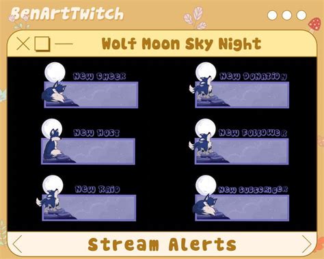 Animated Stream Alerts Twitch Alerts Cute Wolf Moon Alert