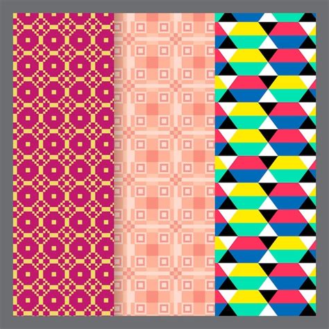 Premium Vector Collection Of Bright Colorful Seamless Geometric Mosaic Patterns Endless Tile