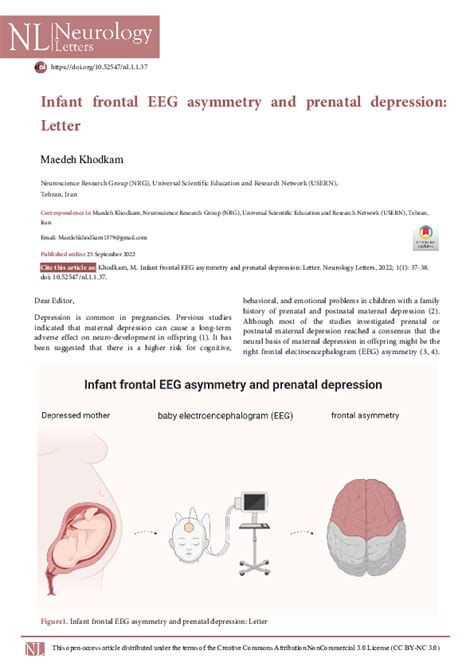 Pdf Infant Frontal Eeg Asymmetry And Prenatal Depression Letter