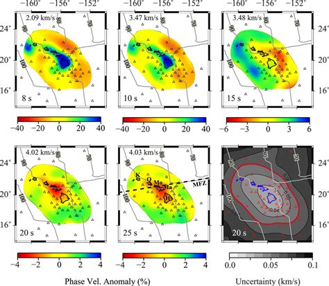 Map Views Of Phase Velocities From Ant At Different Periods The