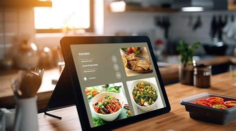 부엌 요리 섬에 온라인 음식 주문 웹사이트를 표시하는 태블릿 Pc 모형의 3d 렌더링 부엌 싱크대 주거 주방 3d 배경 일러스트 및 사진 무료 다운로드 Pngtree