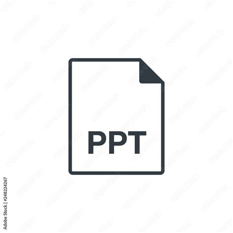 Black Single Line Ppt File Format Icon Concept Simple Data Document Flat Design Vector