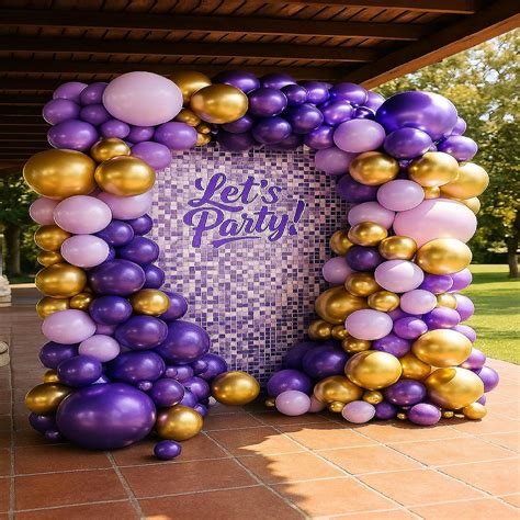 Purple And Gold Balloon Garland Arch Kit 145 Pcs Lavender Lilac